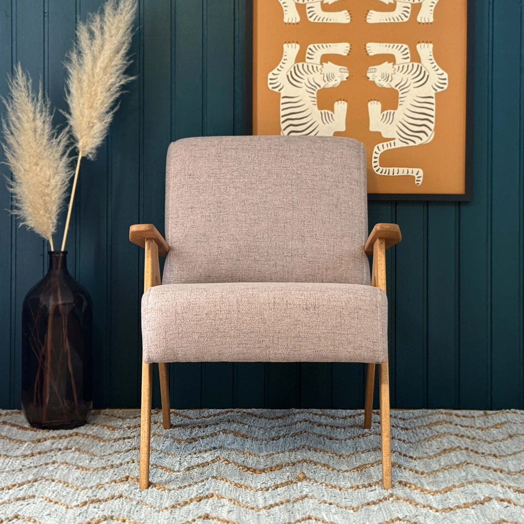 Retro Fotelja Dublin, Samt smeđa Fotelja - Retro Design